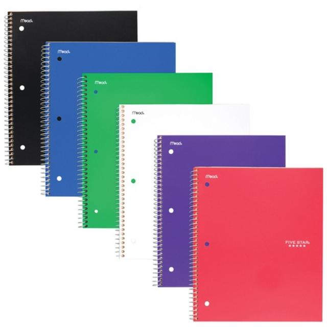 Mead Five Star Subject Spiral Notebook - 1 Subject(s) - 100 Sheet
